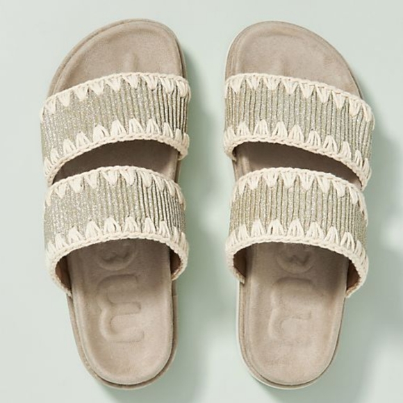 Anthropologie | Shoes | Mou Bio Glitter Sandals Silvergrey | Poshmark